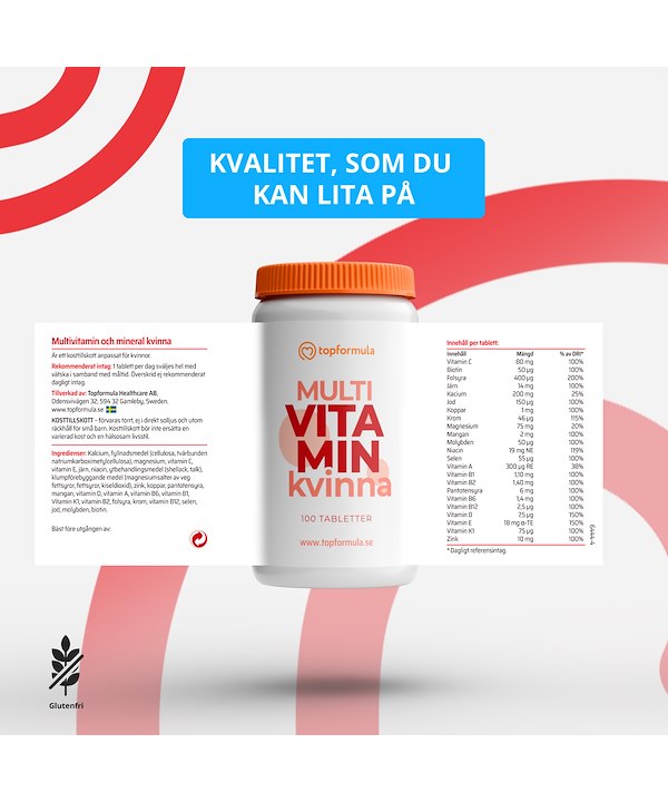 Köp Topformula | Multivitamin och mineral Kvinna | 100 tabletter ...