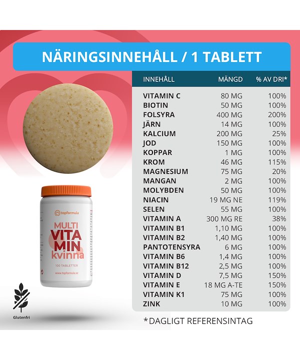 Köp Topformula | Multivitamin och mineral Kvinna | 100 tabletter ...